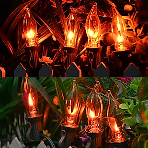 Halloween Flickering Flame Light Bulbs, Clear Flame Tip Candlestick Light Bulbs, Window Candle Replacement Bulbs with Orange Flame, 1 Watt, E12 Candlestick Base, 12 Pack