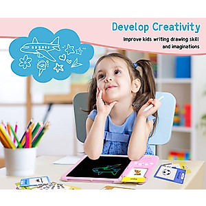 Rylai Toddler Toys Drawing Tablet with Talking Flash Card, Drop Resistant LCD Writing Tablet,510 Sight Words Pocket Speech Audible Flashcards, Learning & Education Toys for 2,3,4,5,6 Years Old Pink