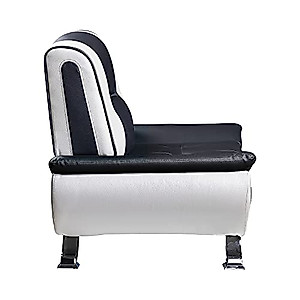 Lexicon Arques Two Tone Faux Leather Living Room Love Seat, 63.5" W, Black and White