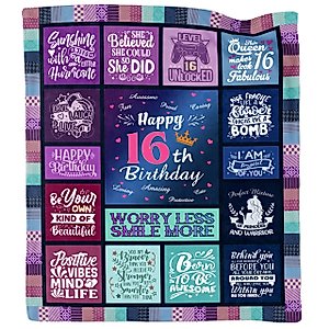 Sweet 16 Gifts for Girls, 16th Birthday Gifts for Girl, 16 Year Old Girl Birthday Gifts, Gifts for 16 Year Old Girl, Sweet Sixteen Gifts for Girls, 16th Birthday Decoration Blanket Throw 60"X50"