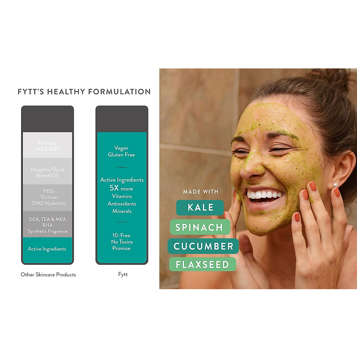 Plant-Based Kale Face Body Exfoliating Scrub Mask for Keratosis Pilaris Treatment, Strawberry Legs Treatment, Cellulite, Stretch Marks, Blackheads