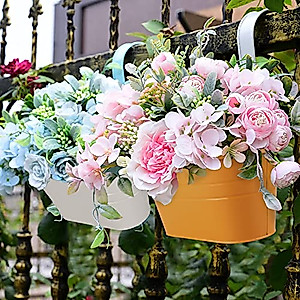 4 Pack Rail Planter 11 Inch Balcony Planters Railing Hanging Flower Pot for Outside Metal Iron Fence Planter with Detachable Hooks Holes Flower Boxes for Deck Railings Planter Boxes Outdoor Indoor