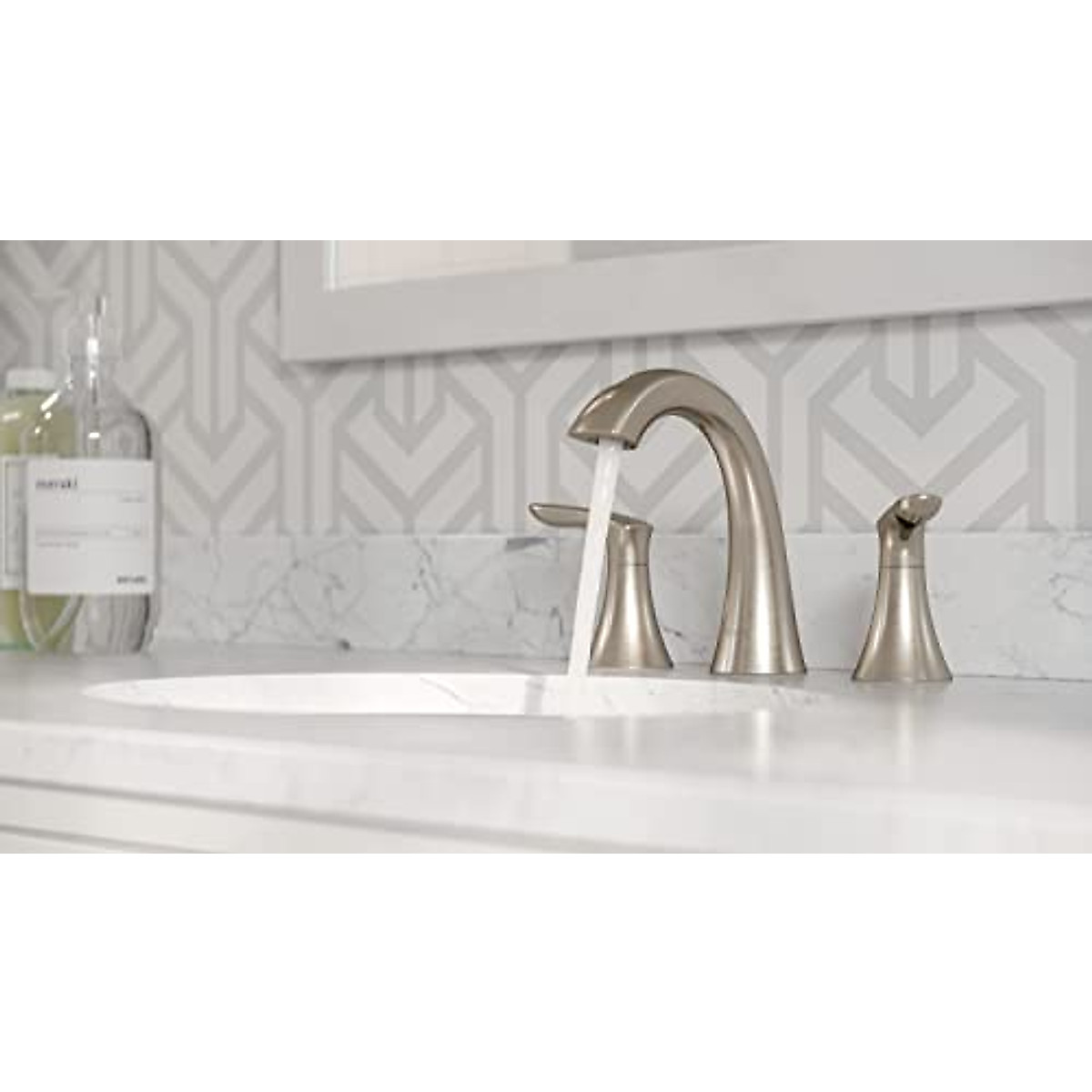 Pfister Weller Bathroom Sink Faucet, 8-Inch Widespread, 2-Handle, 3-Hole, Brushed Nickel Finish, LG49WR0K