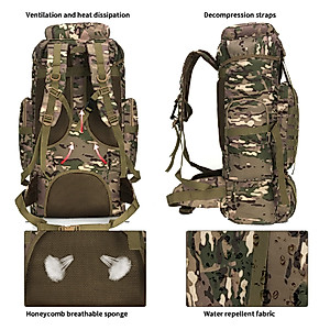 W WINTMING Hiking Backpack for Men 70L/100L Camping Backpack Military Rucksack Molle 3 Days Assault Pack for Climbing
