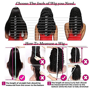 WENYAN Headband Wig Human Hair Deep Wave 16 Inch Wigs for Black Women Glueless None Lace Front Curly Wave Wig Brazilian Virgin Hair Wear and Go Wigs Machine Made 150% Density Wigs Natural Color