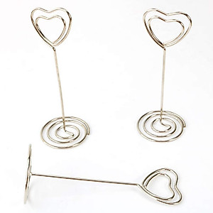 lasenersm 10 PCS 3.3 Inch Wedding Table Card Number Holders Table Card Photo Menu Name Display Stand Holder for Wedding Banquet Party, Silver Color