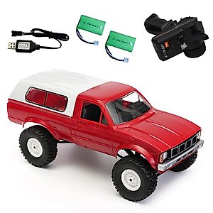 The perseids RC Rock Crawler RC Trucks 4x4 Pickup 1:16 Remote Control Car 2.4G Off-Road RC Crawler Semi Truck and Trailer All Terrain RTR Racing Vehicles Pickup with 2 Batteries (WPL C24)