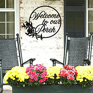 Welcome to Our Porch Wood Sign Housewarming Gift Farmhouse Wood Home Decor Hanging Wooden Decorations Wall Art Sign for Home, Bar,Front Door,Patio,Garden Decor 8x10, 8 x 10 Inch