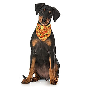 Halloween Thanksgiving Dog Bandana and Collar Set with Bow Tie Dog Scarf Triangle Bibs Kerchief Adjustable Costume Accessories for Cats Dogs Pets