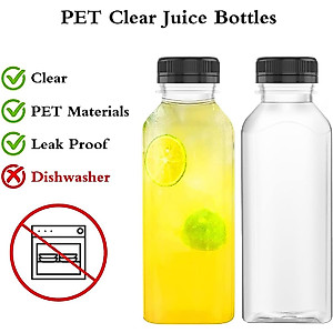 3 Pcs 17 Oz Plastic Juice Bottles Empty Clear Containers with Tamper Proof Lids for Juice, Milk and Other Beverage