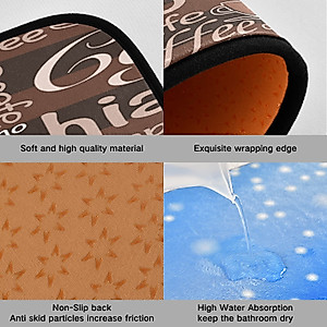 Coffee Latte Mocha Cafe Kitchen Mats Kitchen Rugs Runner Laundry Rug Non Slip Floor Door Mats Soft Doormats Carpet Home Decor Set of 2