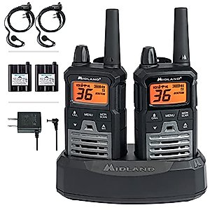 Midland T290VP4 X-TALKER GMRS Long Range Walkie Talkie - Two Way Radio with NOAA Weather Scan + Alert, and 121 Privacy Codes (Black/Silver, 2 Radios)