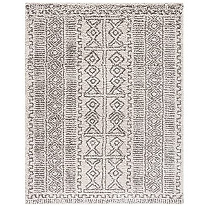 SAFAVIEH Hudson Shag Collection Area Rug - 9' x 12', Ivory & Grey, Moroccan Design, Non-Shedding & Easy Care, 2-inch Thick Ideal for High Traffic Areas in Living Room, Bedroom (SGH376A)