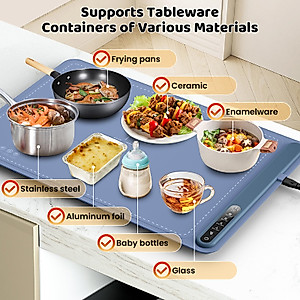 Food Warming Mat Electric Warming Tray Silicone with Full Surface Heating 4 Temperature Timming Settings and Child-Lock, Foldable Portable Food Warmers for Parties Buffet Gatherings Countertop