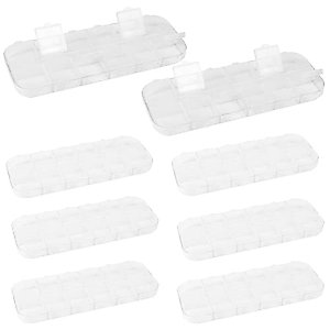 ASKIKYER 12 Grids Jewelry Dividers Box Organizer 13x5x1.5cm, Compartment: 2.5x2cm,Clear Plastic Bead Case Storage Container for Jewelry Beads, Nail Art, Craft Findings, 8 Pack
