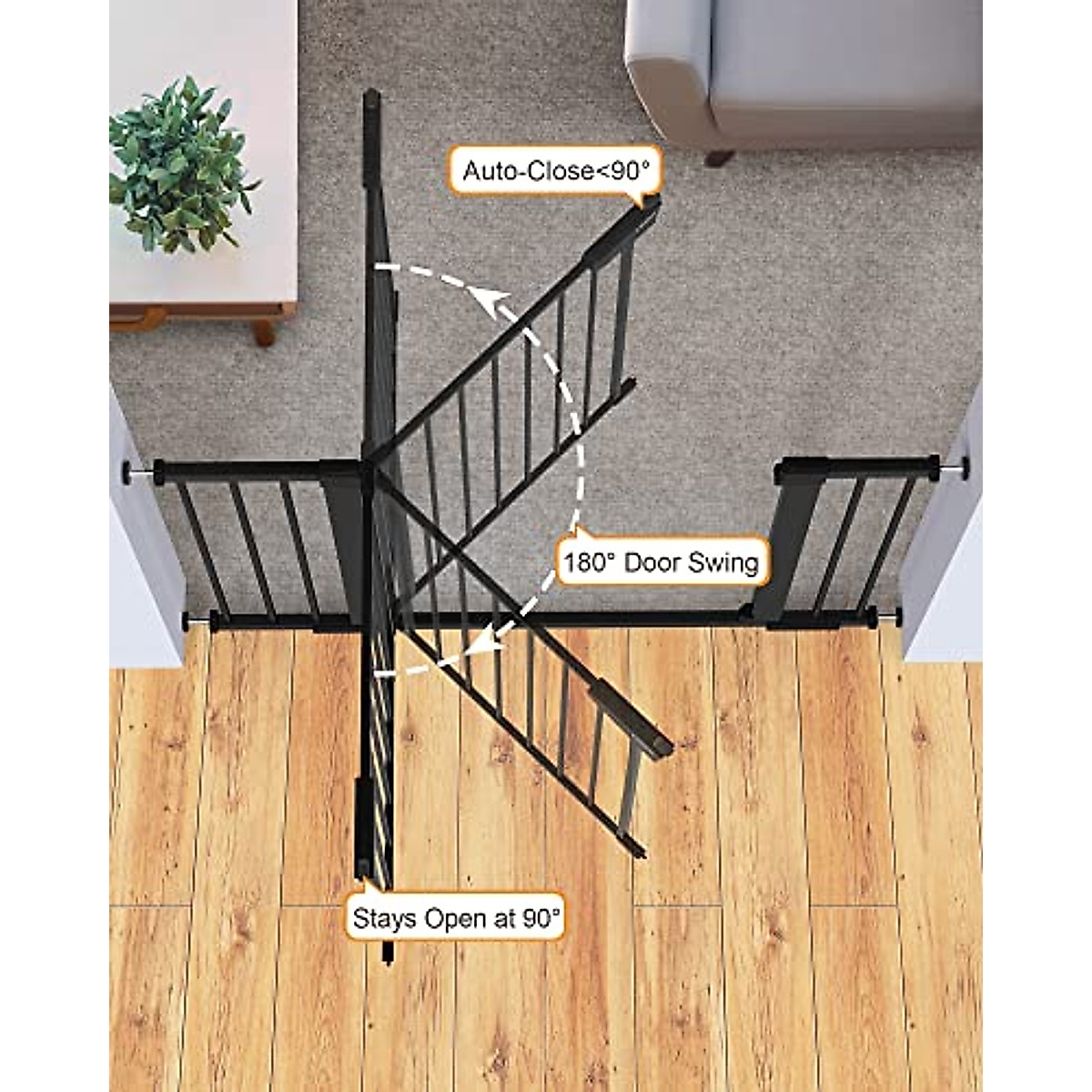 Mom's Choice Awards Winner-Cumbor 29.7"-40.6" Width Pressure or Hardware Mounted Auto Close Safety Baby Gate, Durable Extra Wide Dog Gate for Stairs, Doorways, Easy Walk Thru Pet Gate for House