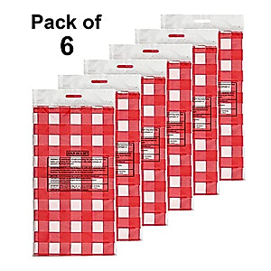 Sonluma 6 Pack 108" X 54" Red Checkered Premium Disposable Plastic Tablecloth for 8ft Long Rectangle Tables, Waterproof Covers for Indoor or Outdoor Events & Parties