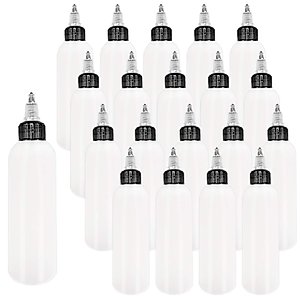 20 Pcs Plastic Squeeze Bottles,4oz/120ml Dispensing Bottles,Boston Round LDPE Bottles with Twist Top Cap,Condiment Squeeze Bottles for Crafts,Kitchen,Household