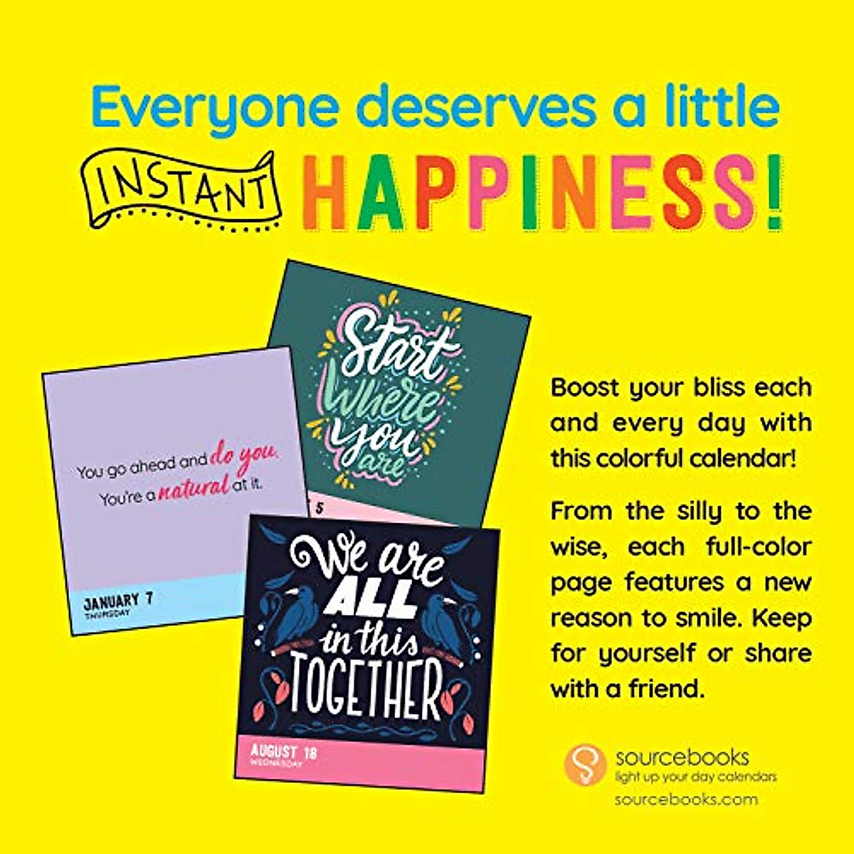 2021 Instant Happy Notes Boxed Calendar: 365 Reminders to Smile and Shine! (Happiness Daily Calendar, Inspirational Gift for Women, Desk Gift for Him)
