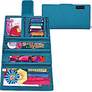 Yazzii Compact Craft Organizer - Sewing Accessores Organizer - Arts & Crafts Storage Bag Organizer - Multipurpose Storage Organizer for Jewelry, Quilting, Needlework, & Beading Aqua