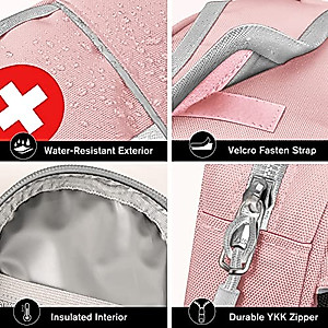 SITHON Insulated Medicine Carrying Case Bag - Small Travel Medication Organizer Emergency Medical Pouch Holds Auvi Q, Nasal Spray, Allergy Meds, Asthma Inhaler Case for Small EpiPens, Pink