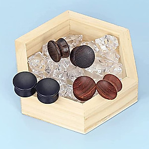 YOFANST 12pcs Brown Wood Plugs Black White Clear Silicone Ear Tunnels Earrings Stretcher Piercing Gauge 22mm