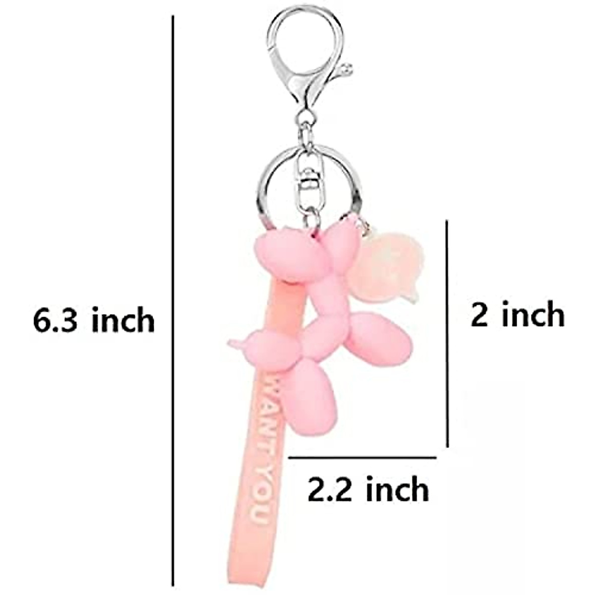Cute Dog Keychain Balloon Dog Style Keyring soft Silicon interior decor Car Home Office Decoration Animal Keyhook Lovely Puppy Key Holder (3ea set(Black+Pink+Sky-blue))
