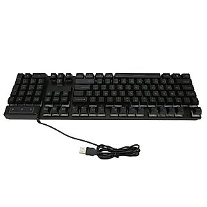 Backlit Keyboard, Quick Response High and Low Key Design One Piece Design USB Gaming Keyboard Thickened Low Base 104 Keys Wired for Home for Office for Gaming(H600 black characters-single keyboard)