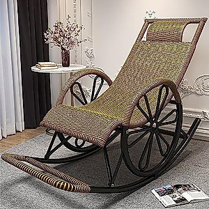 Rocking Chair Nursery,Purely Hand Woven Wicker Rocking Chair,Ergonomic Rocking Chairs for Outside,Suitable for Patio, Garden,Backyard,Porch,Outdoor