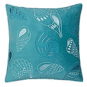 Homey COZY 71156-Seashell Accent Pillow, 1 Count (Pack of 1), Teal
