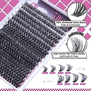 Lash Extension Kit 300PCS Lash Clusters Kit 50D Individual Lashes 9-16MM Cluster Eyelash Extensions Kit D Curl Eyelash Extension Kit with Bond and Seal and Lash Remover by wtvane (Kit-50D-9-16MIX)