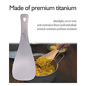 iBasingo Titanium Rice Serving Spoon Outdoor Camping Household Rice Shovel Portable Cooking Kit Ultra-light Scoop Rice Spoon Thickened Tableware Ti1079T
