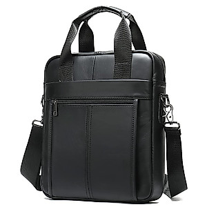 ND Genuine Leather Shoulder Messenger Bag for Men Adjustable Shoulders Sling Crossbody Bags for Travel Work Business Handbag (Black)