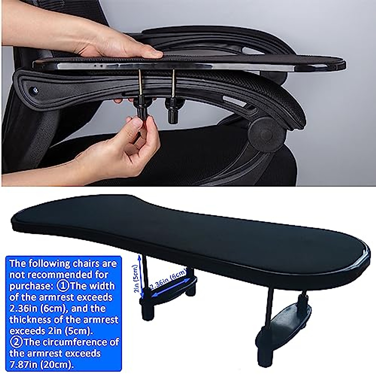 LL-COEUR Arm Support Wrist Rest for Table and Chair, Ergonomic Armrest Desk Extender, Multifunctional Computer Mouse Pad Holder (Black)