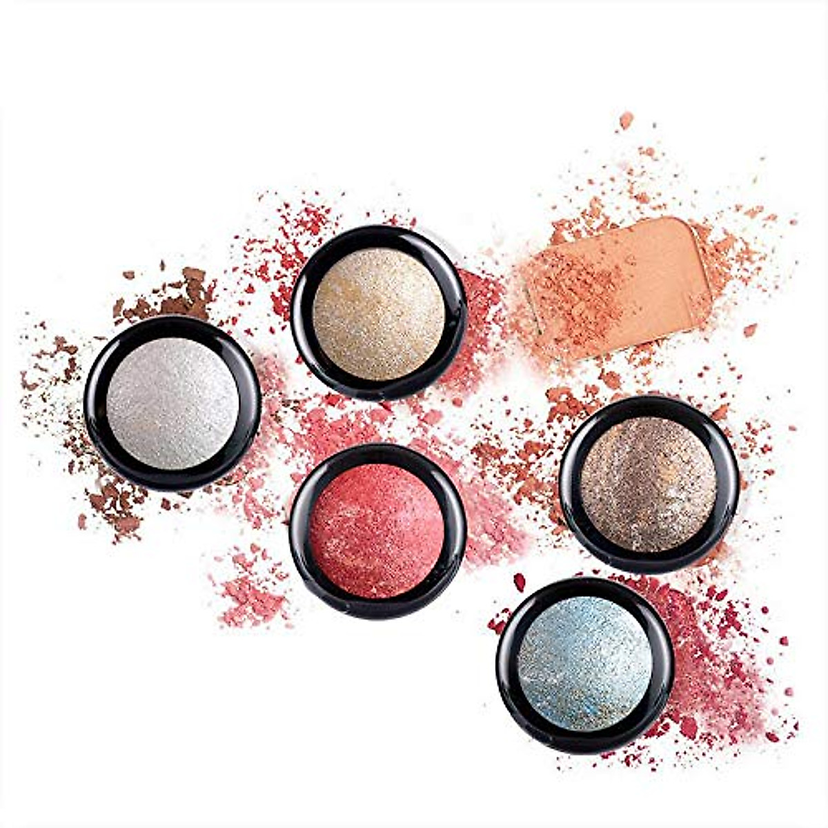 Mallofusa Single Color Baked Eye Shadow Palette Glitter Powder ,Ice Silver,CES3810