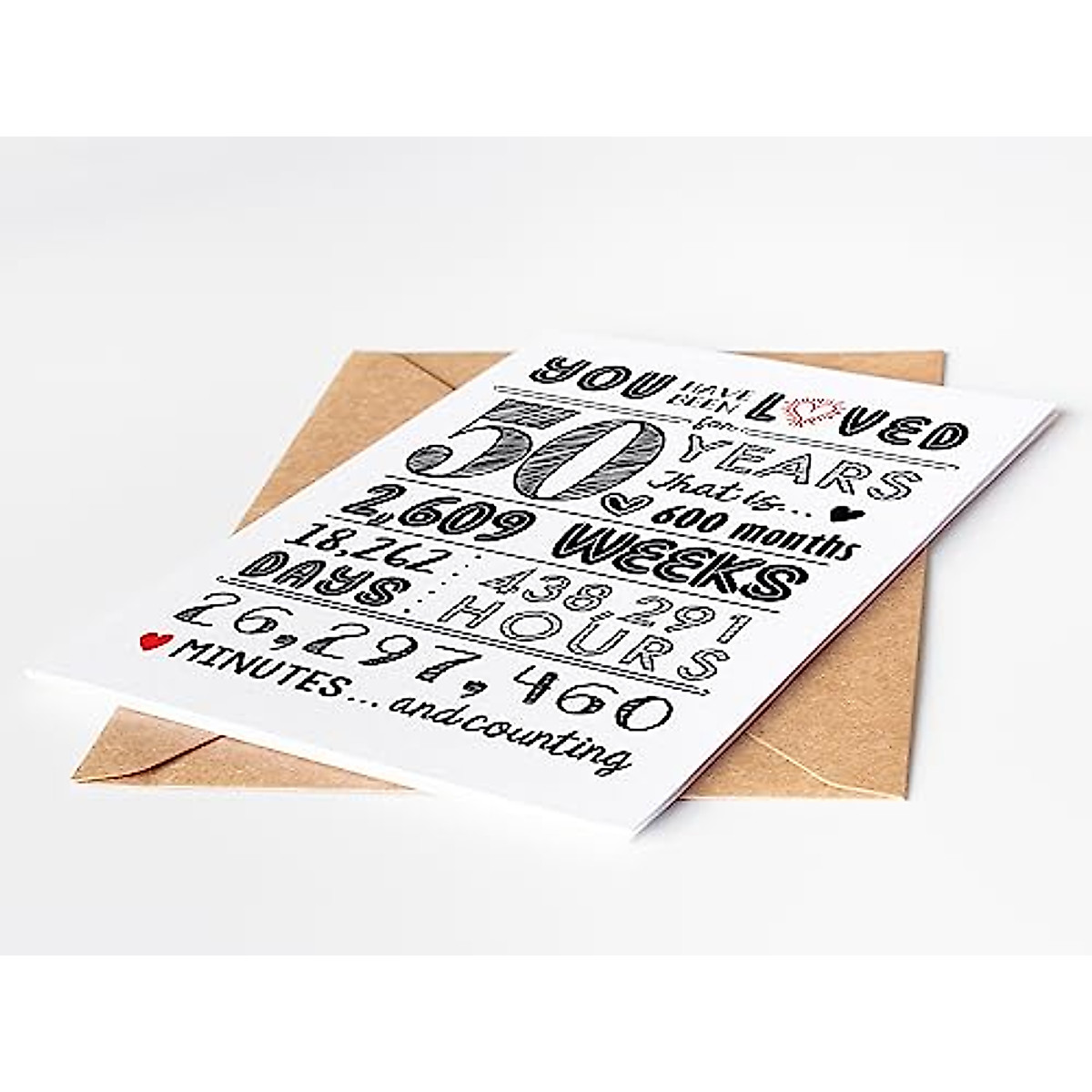 Katie Doodle 50th Birthday Card - Super Cute 50th Birthday Decorations, 50th Birthday Gifts for Women, 50th Anniversary Decorations, 50th Birthday Gifts for Men - Includes 50 Years Card & Envelope