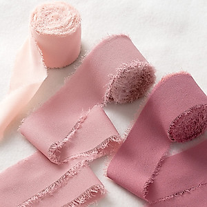 JEDIA Valentine's Day Ribbon, 3 Rolls Dusty Rose Flower Ribbons, 1.5" x 7Yd Pink Bouquet Ribbon Set for Wedding Invitations, Gift Wrapping, Wedding Decor, Bouquet Wrap, Bow Making, Bridal Bouquets