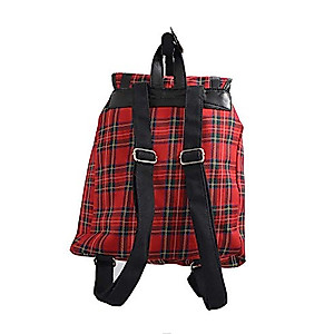 Lost Queen London Red Tartan Plaid Checked Drawstring Rucksack Backpack