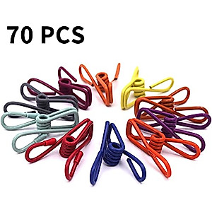 XLYBSST Clothesline Clips, Clips for Clothes Bag Paper Document use Colorful Plastic-Coated Metal Clip, Chip Pack of 70