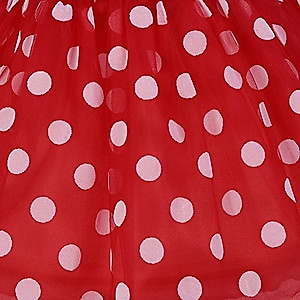 Baby Girls Polka Dots Tulle Spliced Ballet Dress with Bowknot Headband Birthday Party Princess Tutu Dress Red 2-3 Years