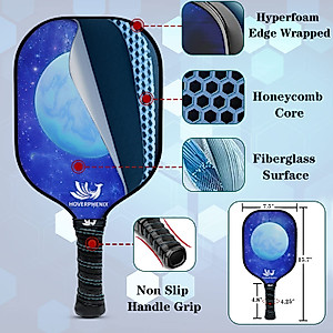 Hoverphenix Pickleball Set with Net for Driveway, Portable Regulation Size Pickleball Net System with 4 Fiberglass Paddles Set, 6 Outdoor Pickleballs, Carry Bag