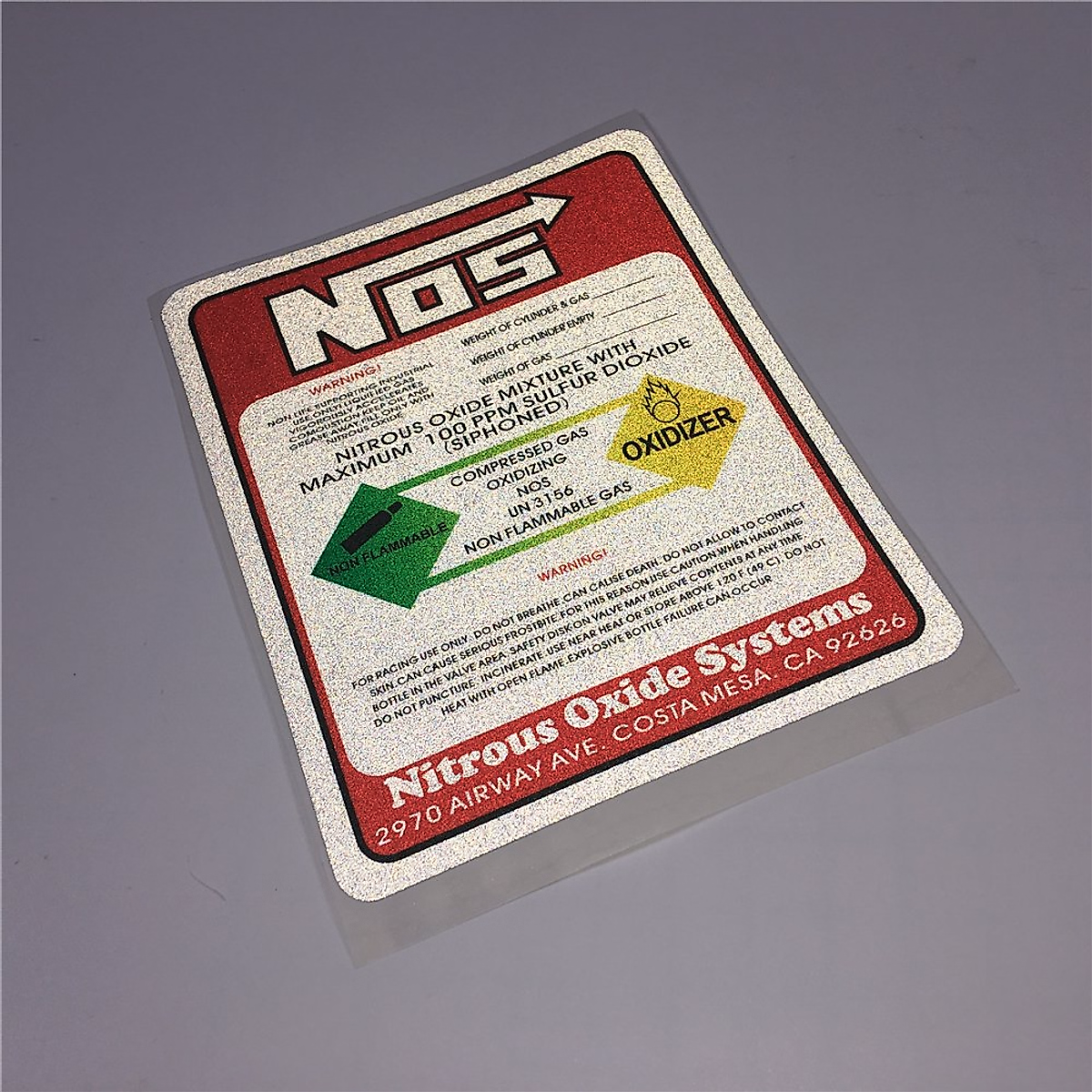 Car Sticker Motorcycle Oil Tank Decals Vinyl Reflective for NOS Tuning Racing Nitrous Oxide Racing 12x9.6cm