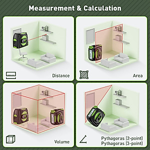 Huepar 2-in-1 Laser Tape Measure, 197Ft Rechargeable Laser Measurement Tool & 16Ft. Measure Tape with Backlit LCD & Movable Hook -Pythagorean, Area, Volume, M/in/Ft Unit Switch Digital Distance Meter