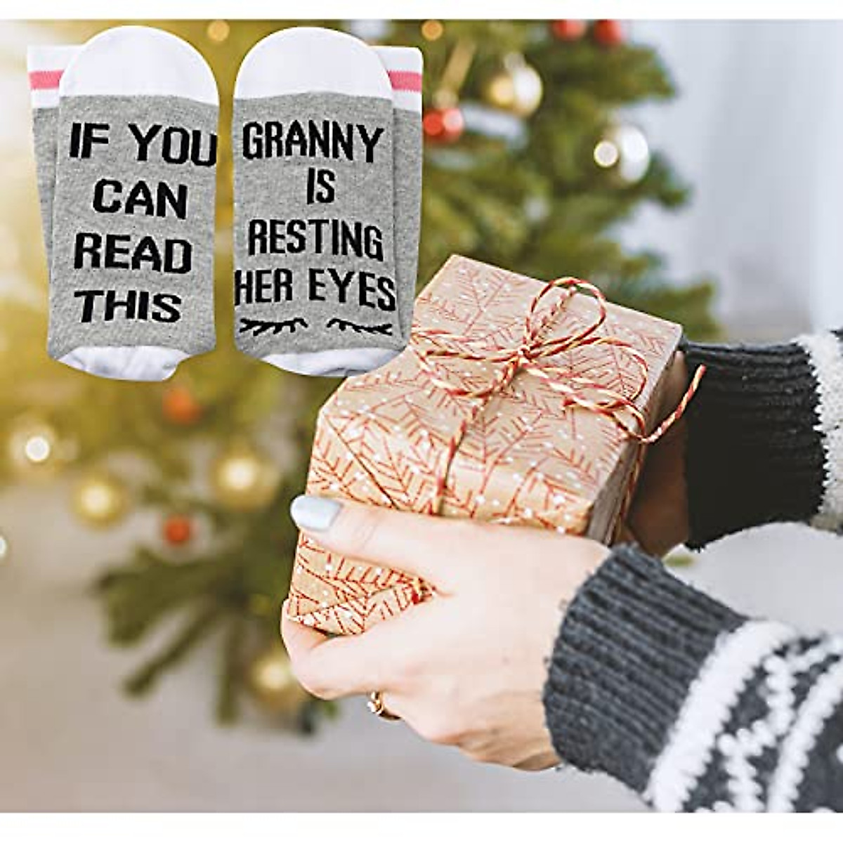 2PAIRS Granny Gift Granny Socks for Grandma If You Can Read This Granny Is Resting Her Eyes(Granny resting eyes)