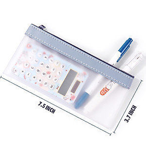 Boxgear 3 Pieces Clear Pencil Case Set for Girls and Boys, Pen Holder with Zipper for Kids, Teens Portable Desk Organizer Pencil Pouch for School & Stationery Supplies (Pink, Blue, Green)