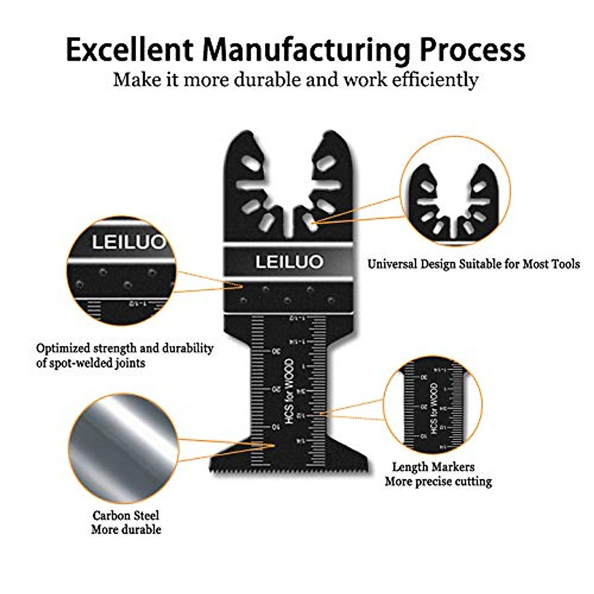 Oscillating Tool Blades LEILUO 50 Pack Wood Multitool Blades Fit DeWalt Bosch Milwaukee Craftsman Rockwell Fein Porter-Cable Chicago Ridgid Makita Ryobi