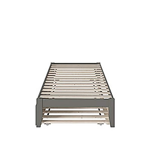 AFI, Colorado Bed with USB Turbo Charger and Twin Extra Long Trundle, Twin Extra Long, Grey