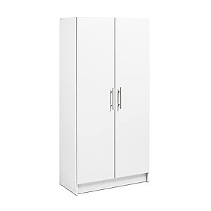 Prepac Elite 2 Door Standing Storage Cabinet, 16" D x 32" W x 65" H, White