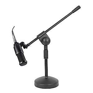 Audio-Technica AT2020 Studio Recording Microphone-Cardioid Condenser Mic Bundle with Rockville RDMS70 Desktop Mic Stand with Boom with Steel Round Base with Adjustable Height