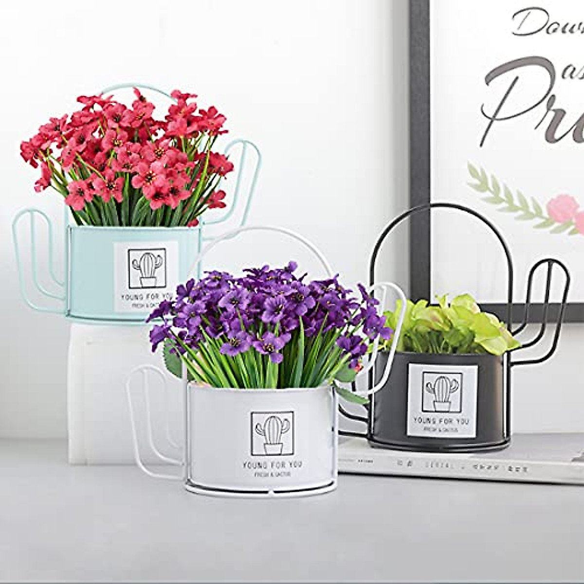 GREBOU 10 Bundles Artificial Flowers Faux Plastic Orchid Bouquets UV Resistant No Fade Faux Greenery for Home Garden Bridal Bouquet Hanging Planter Porch Patio Yard Office Wedding Decoration(Purple)